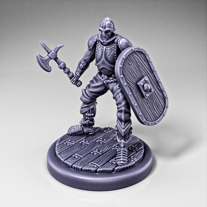 3D Printable Skeleton - Infantry - Battle Axe + Elliptical Shield ...