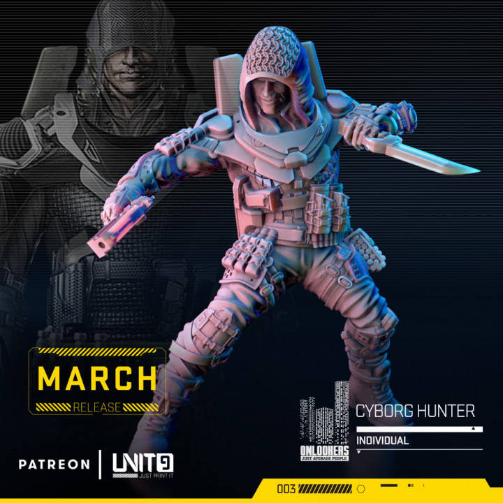 3D Printable Cyberpunk - Cyborg Hunter by UNIT9