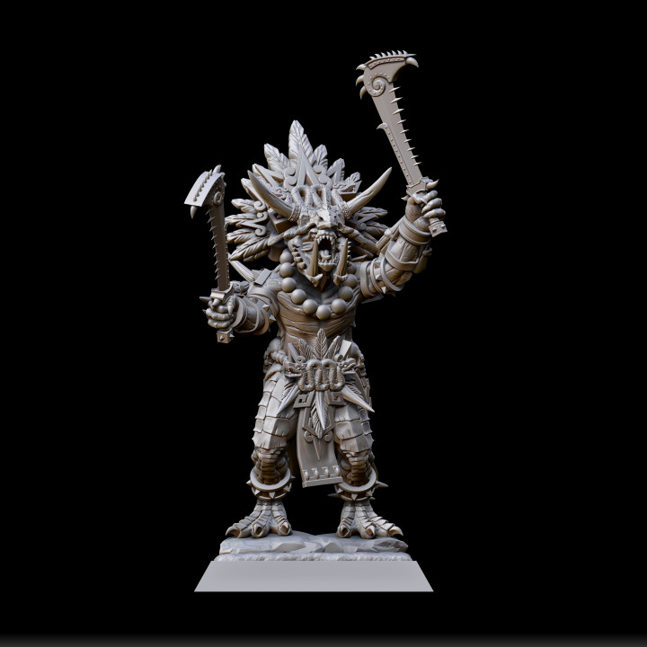 3D Printable TEMPLE GUARD WARLORD WITH PAIRED WEAPONS by Raven Twin ...