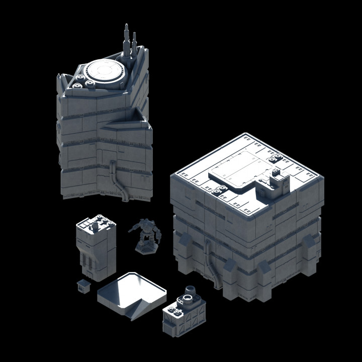 3D Printable Advanced Buildings Pack 6 by Hardware Studios