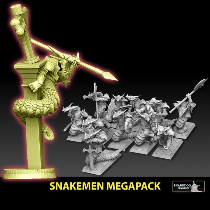 3D Printable Snakeman Megapack by Sharedog Miniatures