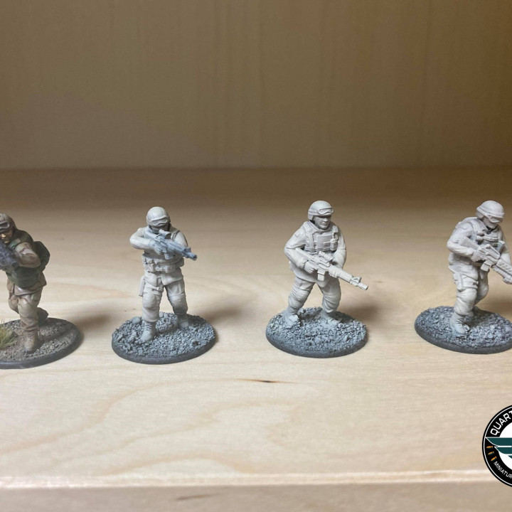 3D Printable Modern Infantry / Marines Fireteam 1 by Quartermaster3D