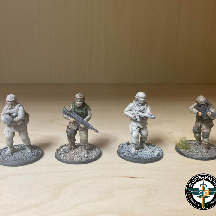3D Printable Modern Infantry / Marines Fireteam 2 by Quartermaster3D
