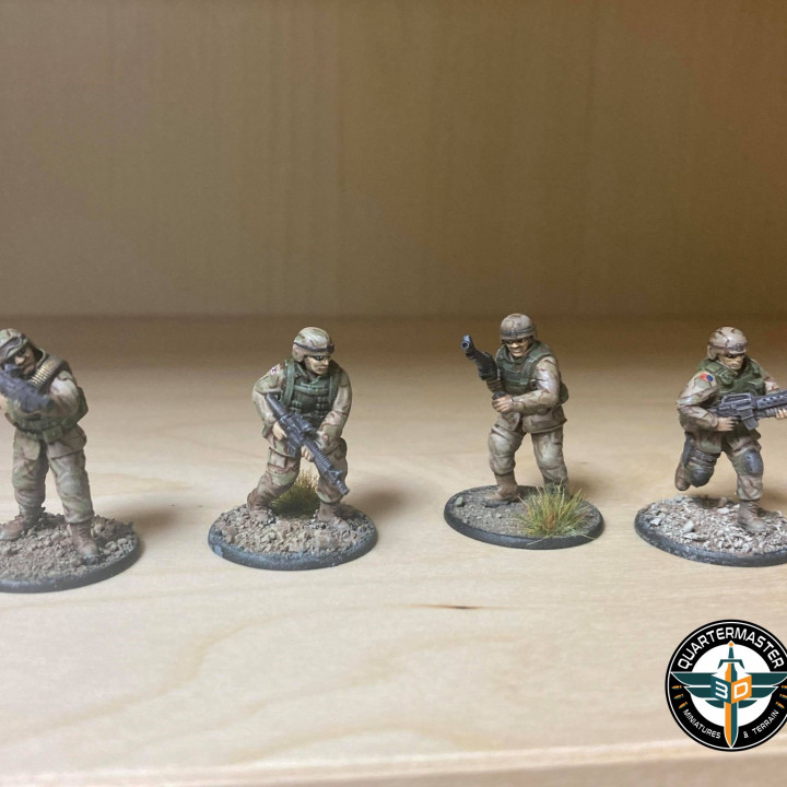 3D Printable Modern Infantry / Marines Fireteam 3 by Quartermaster3D