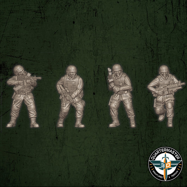 3D Printable Modern Infantry / Marines Fireteam 3 by Quartermaster3D