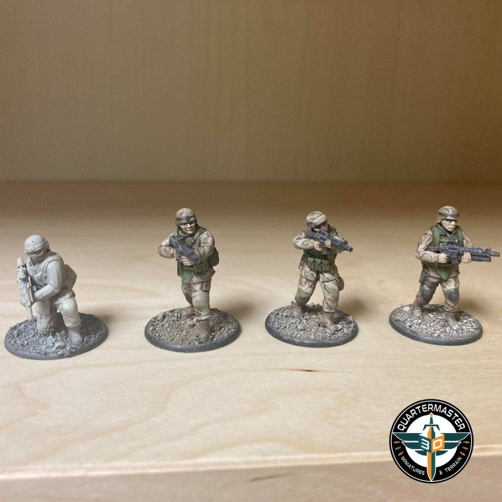3D Printable Modern Infantry / Marines Fireteam 6 by Quartermaster3D