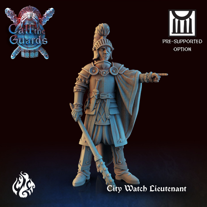 3D Printable City Watch Lieutenant by Crippled God Foundry