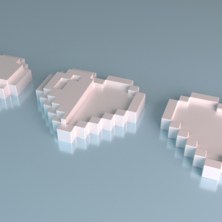 3D Printable 8 Bit Hearts and Keychain by Mochi3DPrints