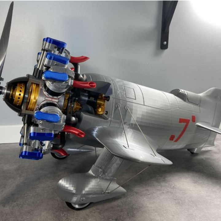 3D Printable Gee Bee R2 with radial 7 cylinders engine by CANAVESE DANIEL