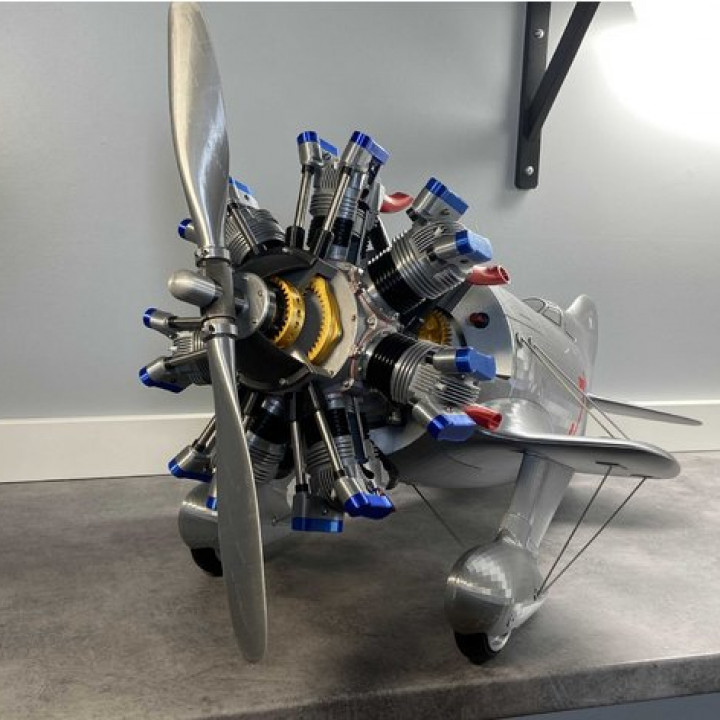 3D Printable Gee Bee R2 with radial 7 cylinders engine by CANAVESE DANIEL