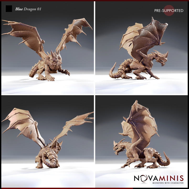 3D Printable Blue Dragon 01 by NovaMinis