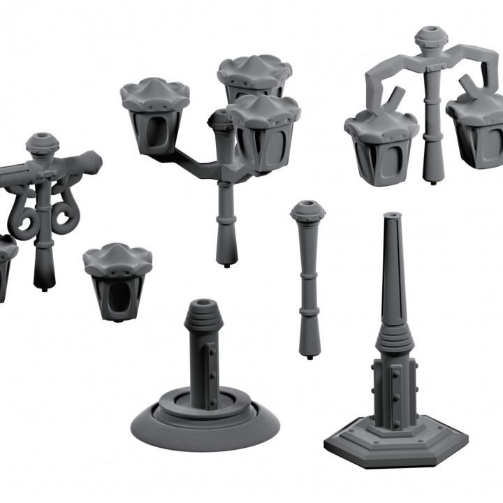 3D Printable Lamp posts and street lighting table top terrain (samples ...
