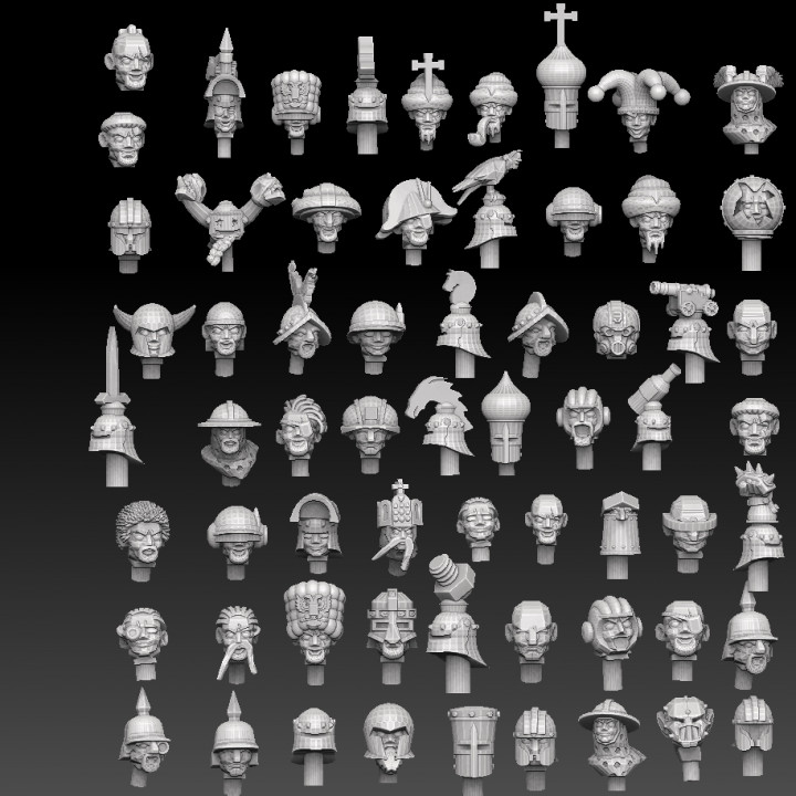3D Printable 28mm Headgear Megapack by Sharedog Miniatures