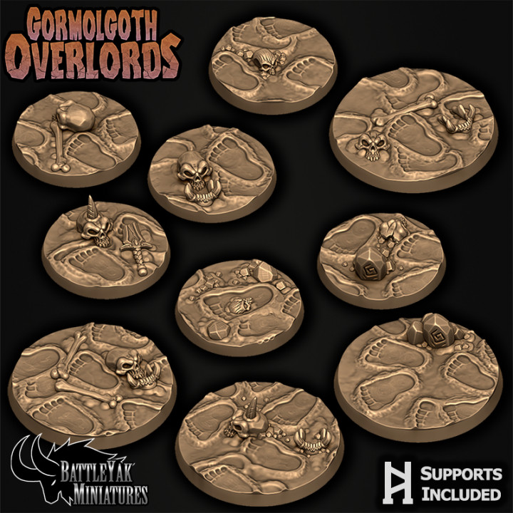 3D Printable Mud, Blood, Bone, Stone Base Set by Battle Yak Miniatures