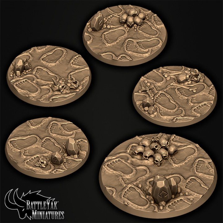 3D Printable Mud, Blood, Bone, Stone Base Set by Battle Yak Miniatures