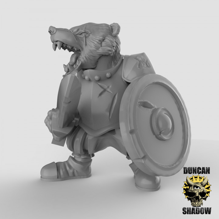 3D Printable Badger Folk with Swords (pre supported) by Duncan Shadow