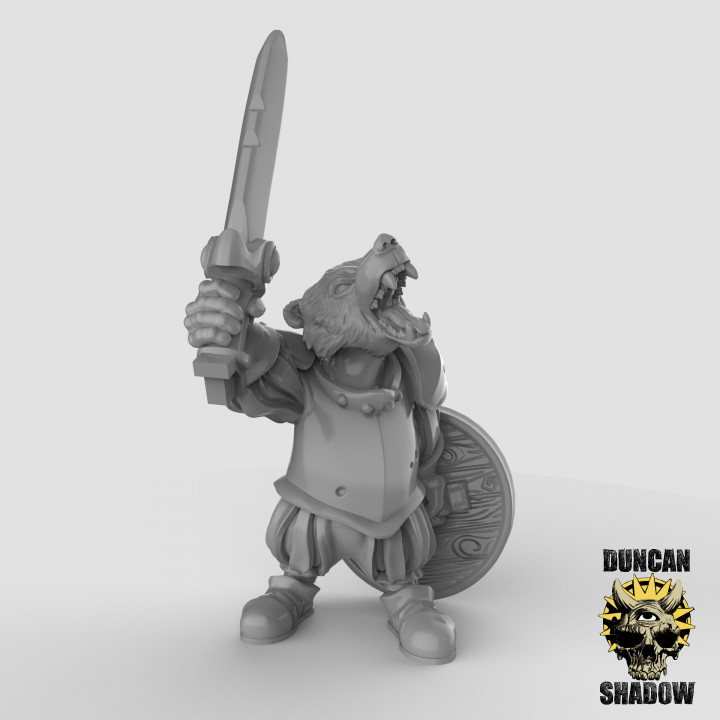3D Printable Badger Folk with Swords (pre supported) by Duncan Shadow
