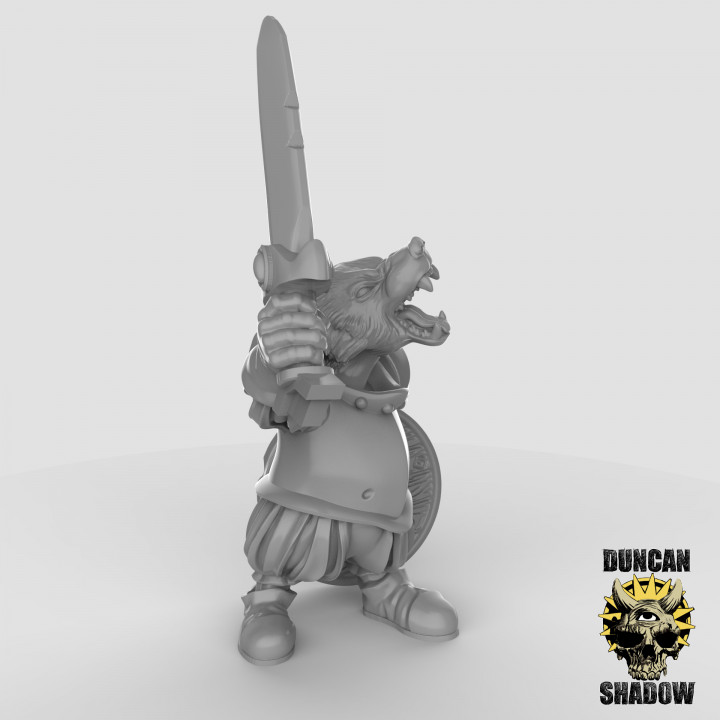 3D Printable Badger Folk with Swords (pre supported) by Duncan Shadow