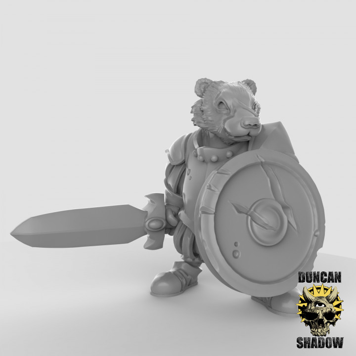 3D Printable Badger Folk with Swords (pre supported) by Duncan Shadow