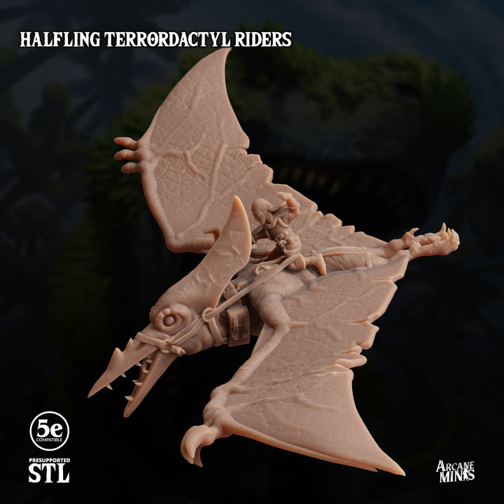 3D Printable Halfling Terrordactyl Riders by Sordane Publishing