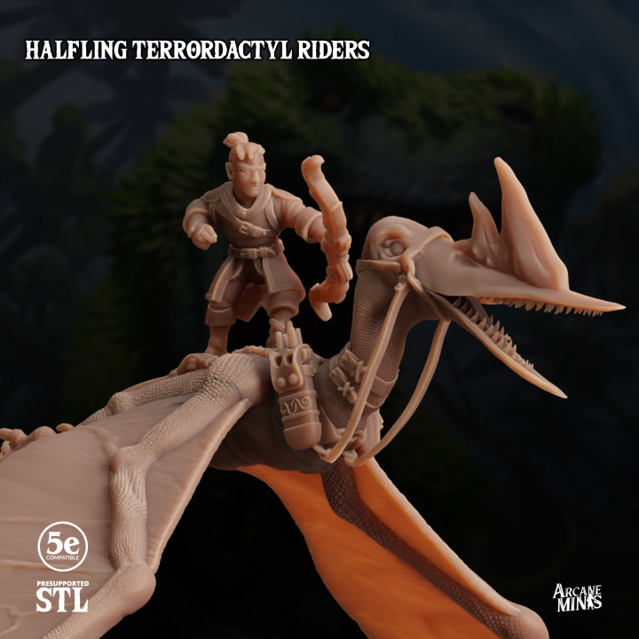3D Printable Halfling Terrordactyl Riders by Sordane Publishing