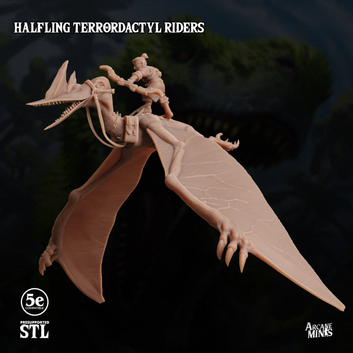 3D Printable Halfling Terrordactyl Riders by Sordane Publishing