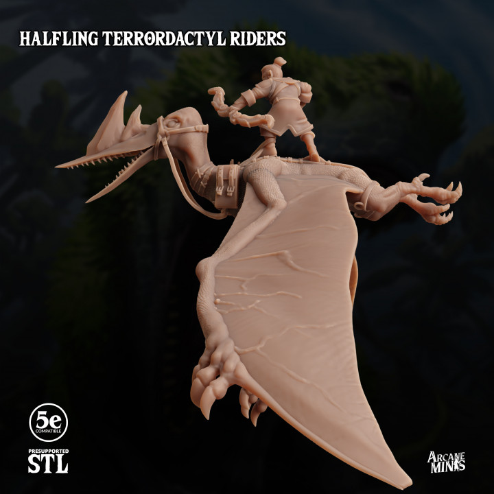 3D Printable Halfling Terrordactyl Riders by Sordane Publishing