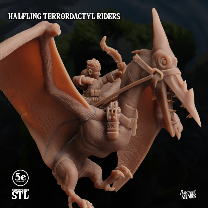 3D Printable Halfling Terrordactyl Riders by Sordane Publishing