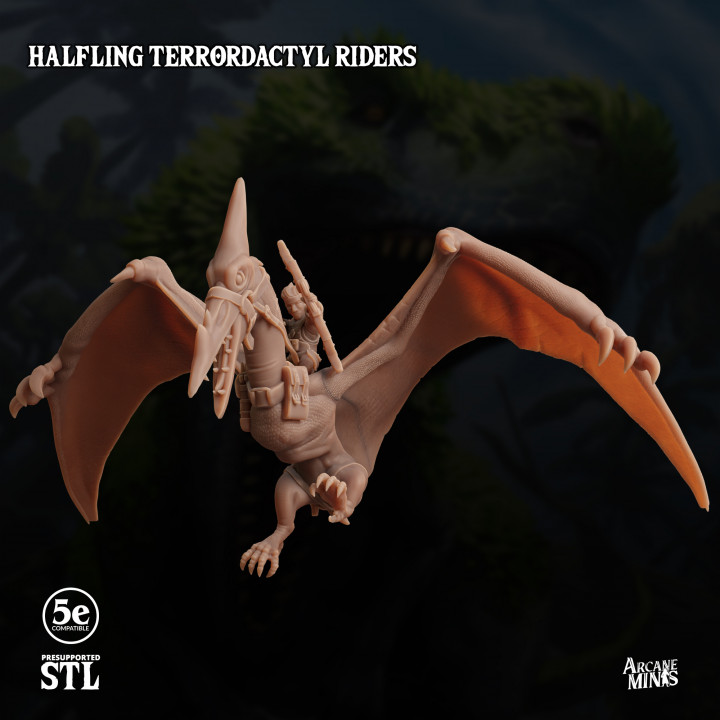 3D Printable Halfling Terrordactyl Riders by Sordane Publishing