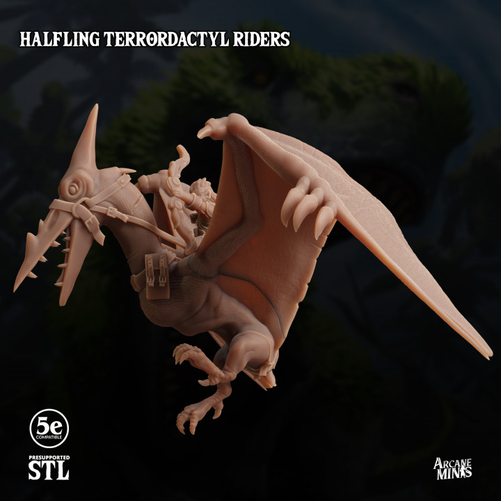 3D Printable Halfling Terrordactyl Riders by Sordane Publishing