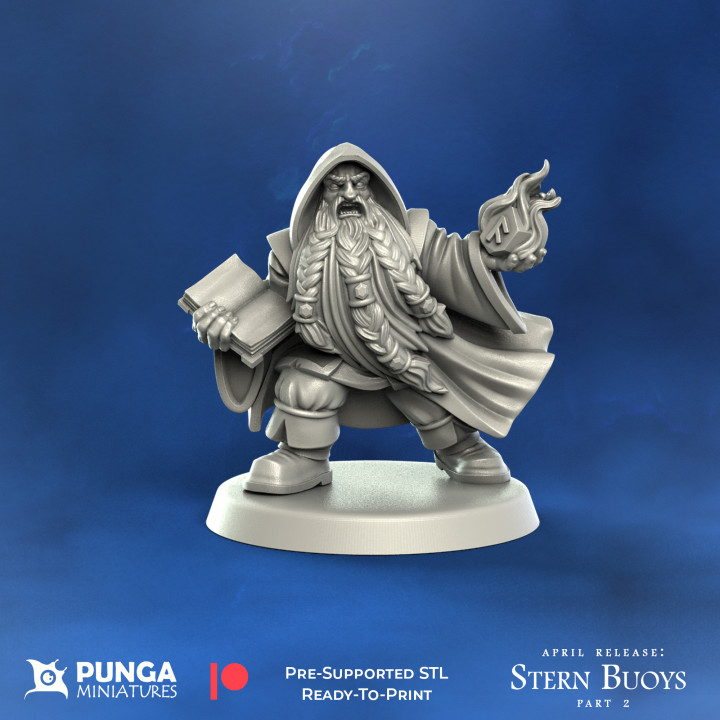 3D Printable Dwarf Wizard by Punga Miniatures