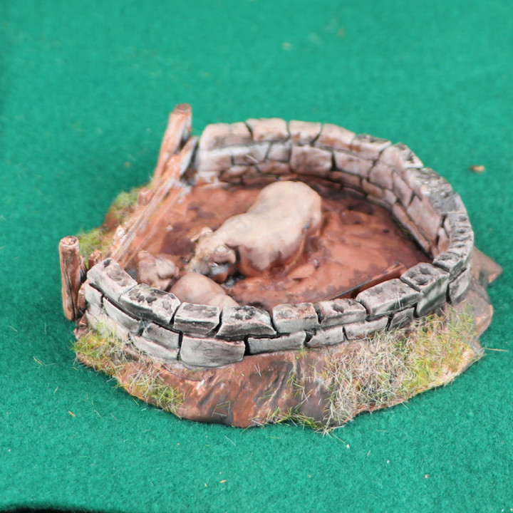 3D Printable 3 Pig Pens 28mm by GameScape3D