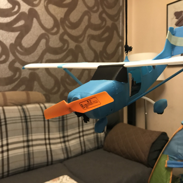3D Printable DIY Celling tethered flying airplane toy Cessna 206 by Ramy