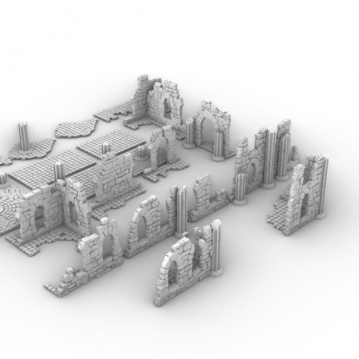 3D Printable Basic Scatter ruins 22 parts by GameScape3D