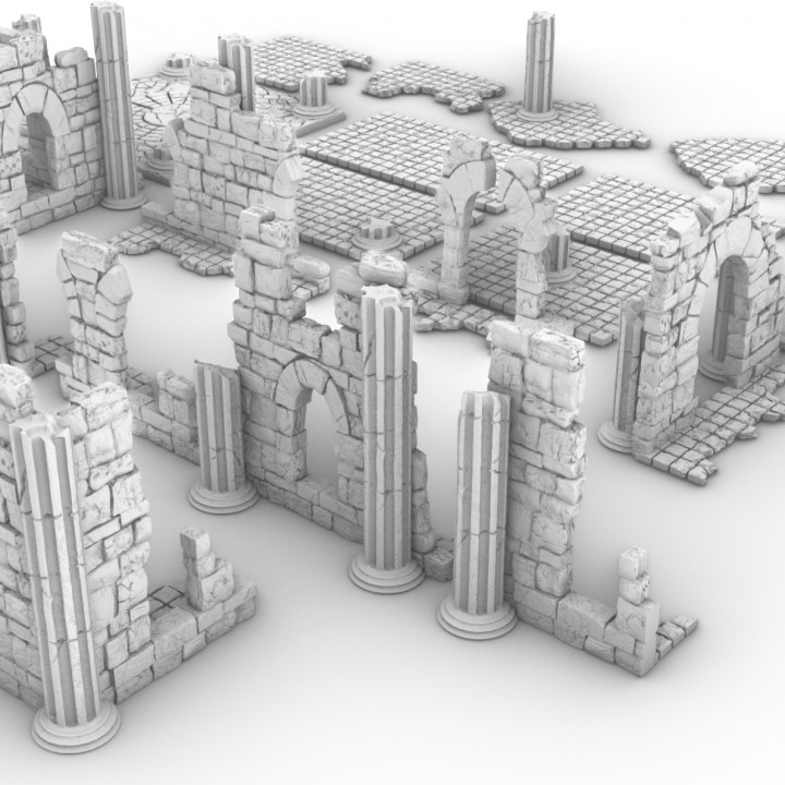 3D Printable Basic Scatter ruins 22 parts by GameScape3D