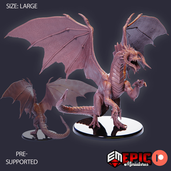 3D Printable Young Acid Dragon / Classic Swamp Encounter / Black Skull ...