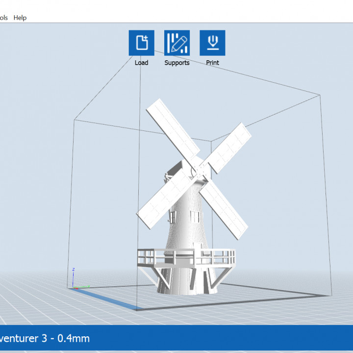 3D Printable Dutch Windmill Detailed, no supports required by Menno Contant