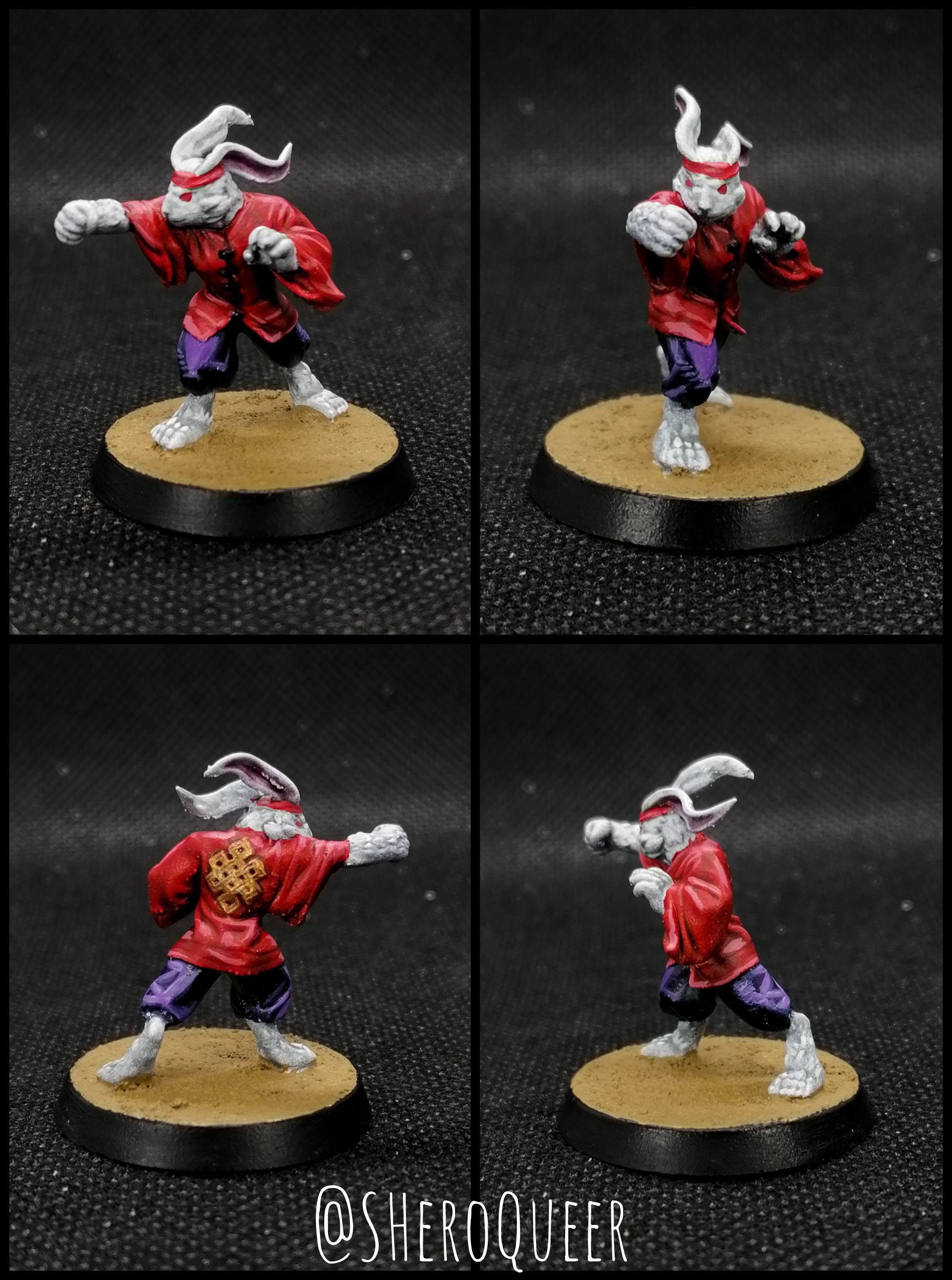 3D Printable Bun-Lee, Rabbitfolk monk by Twin Goddess Miniatures