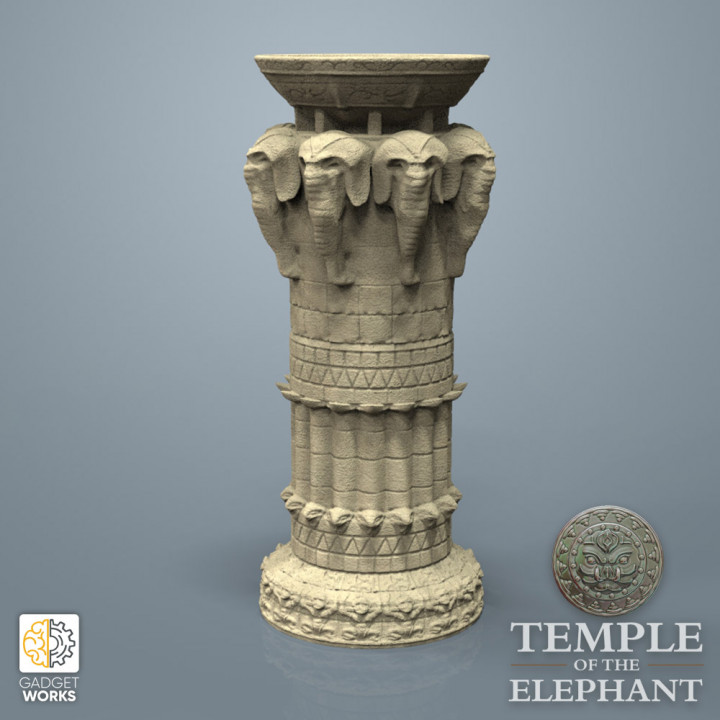 3D Printable Animal Pillars - Temple of the Elephant by Gadgetworks