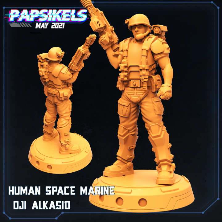 3D Printable HUMAN SPACE MARINE OJI ALKASID by PAPSIKELS MINIATURES