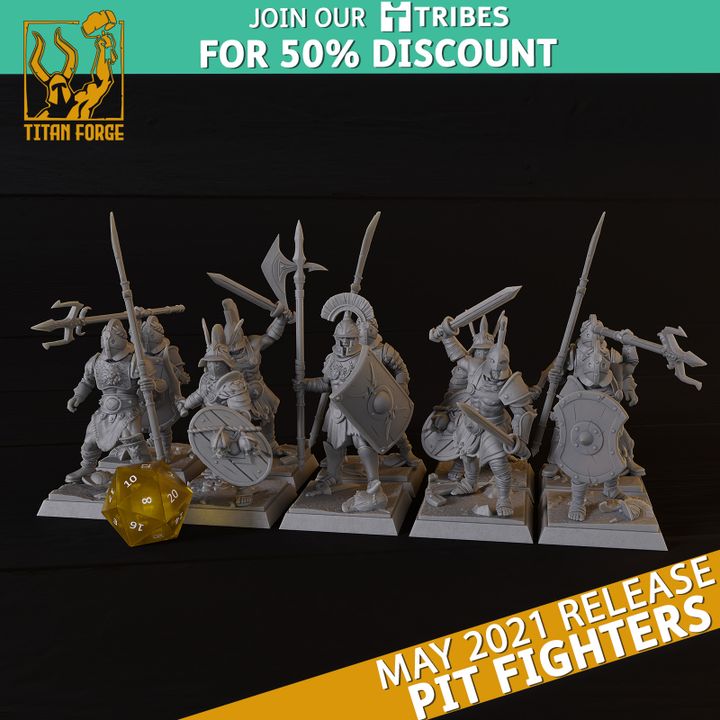 3D Printable Arena Gladiators - Pit Fighters - Titan Forge Miniatures ...