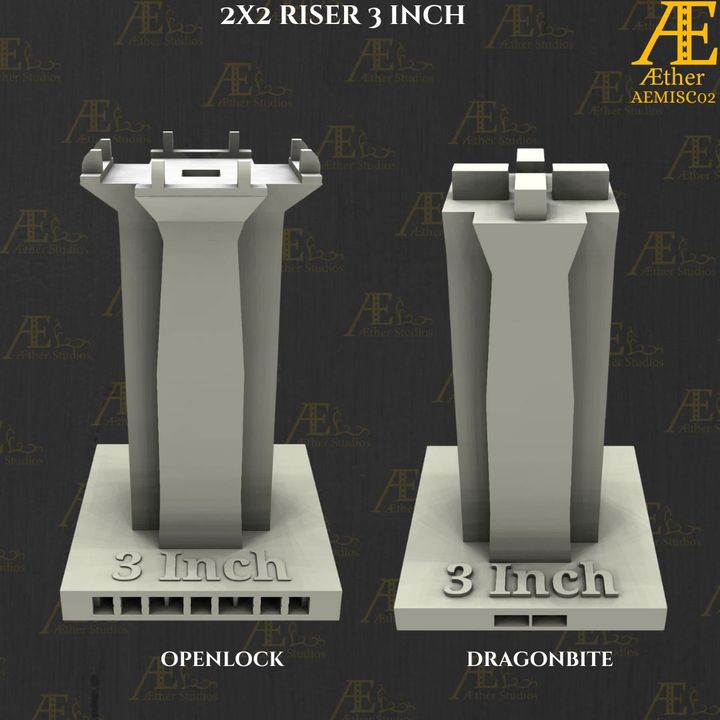 3D Printable AEMISC02 - Tile Risers by Aether Studios