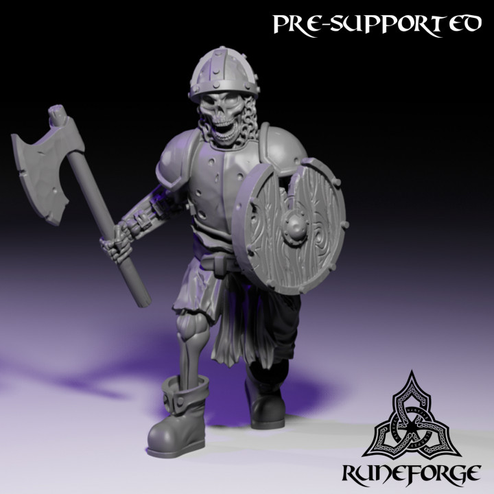 3D Printable Skeletal Warrior - Axe and Shield by Runeforge Studios