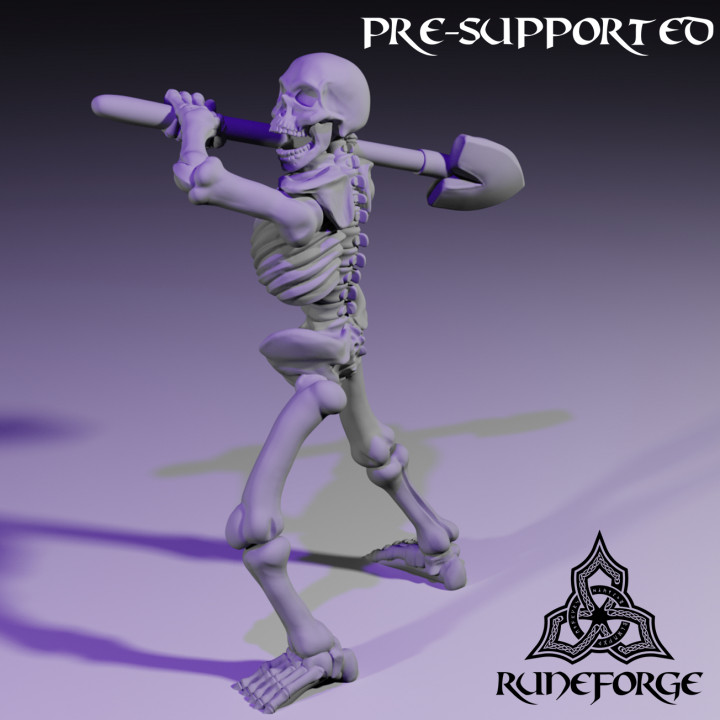 3D Printable Graveyard Skeleton - Two-Handed Shovel by Runeforge Studios