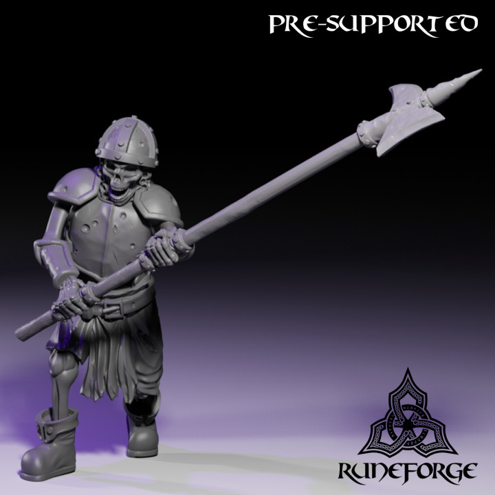 3D Printable Skeletal Army - Halberd - Chopping by Runeforge Studios