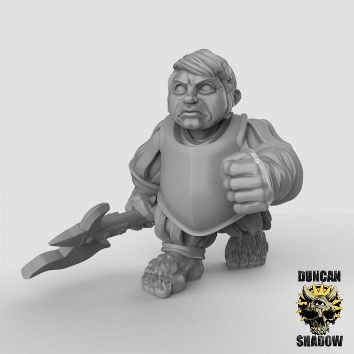 3D Printable Halfling's with poll arms (pre supported) by Duncan Shadow