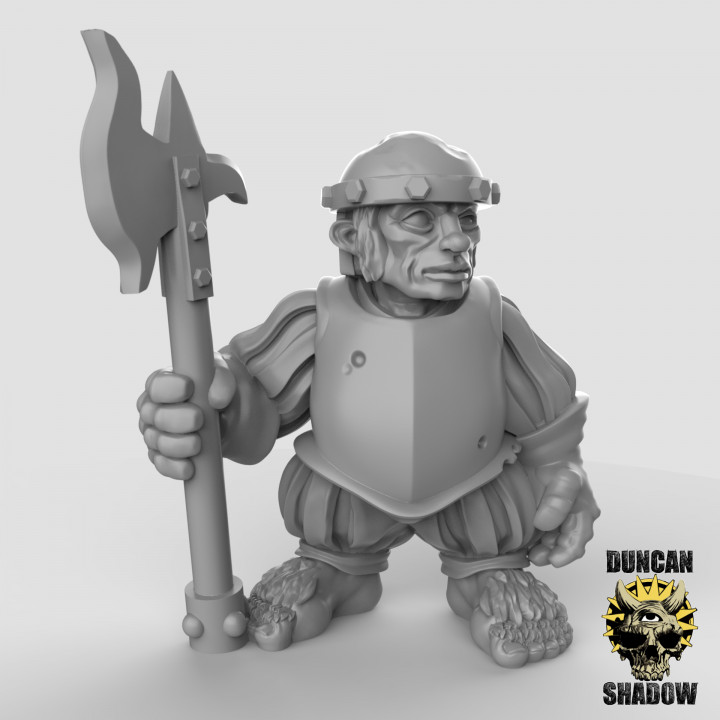 3D Printable Halfling's with poll arms (pre supported) by Duncan Shadow