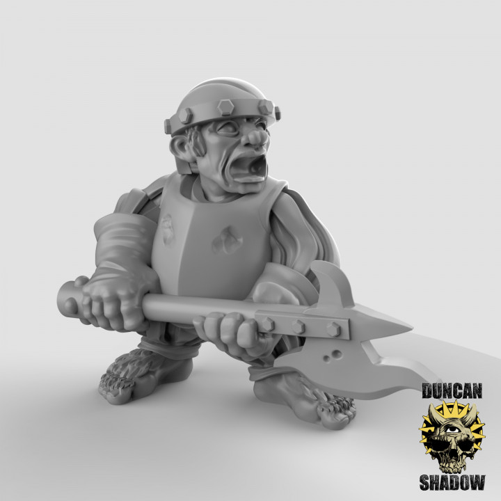 3D Printable Halfling's with poll arms (pre supported) by Duncan Shadow
