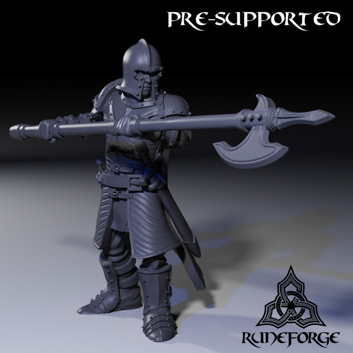 3D Printable City Guard - Halberd - Poking by Runeforge Studios