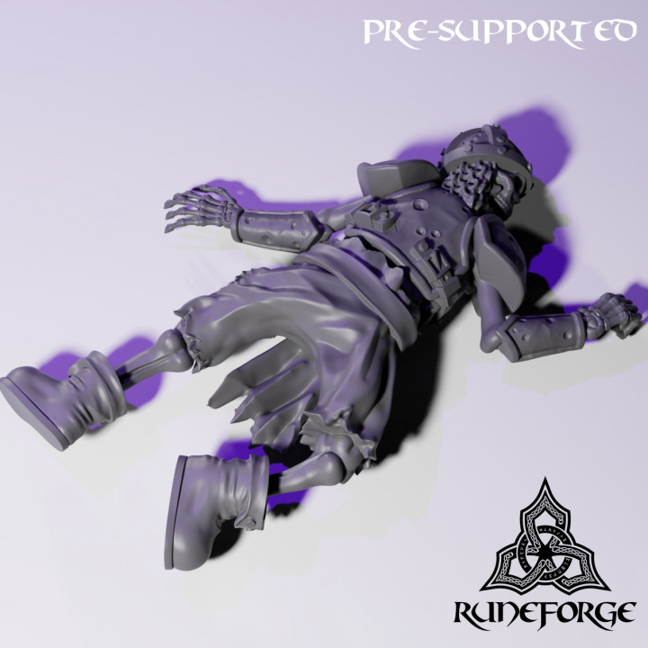 3D Printable Dead Skeleton - Armored - Face Down by Runeforge Studios